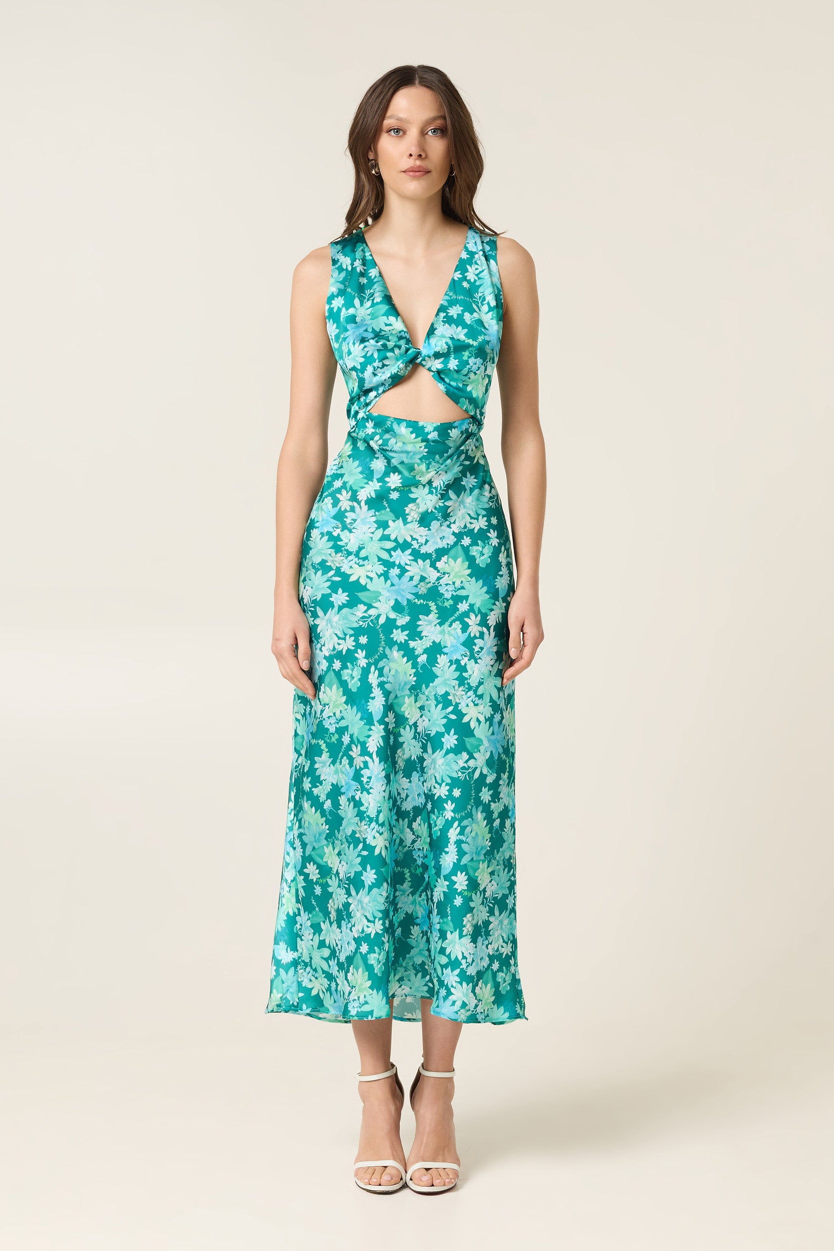 BOTANICAL MIDI SATIN DRESS – Eveleya